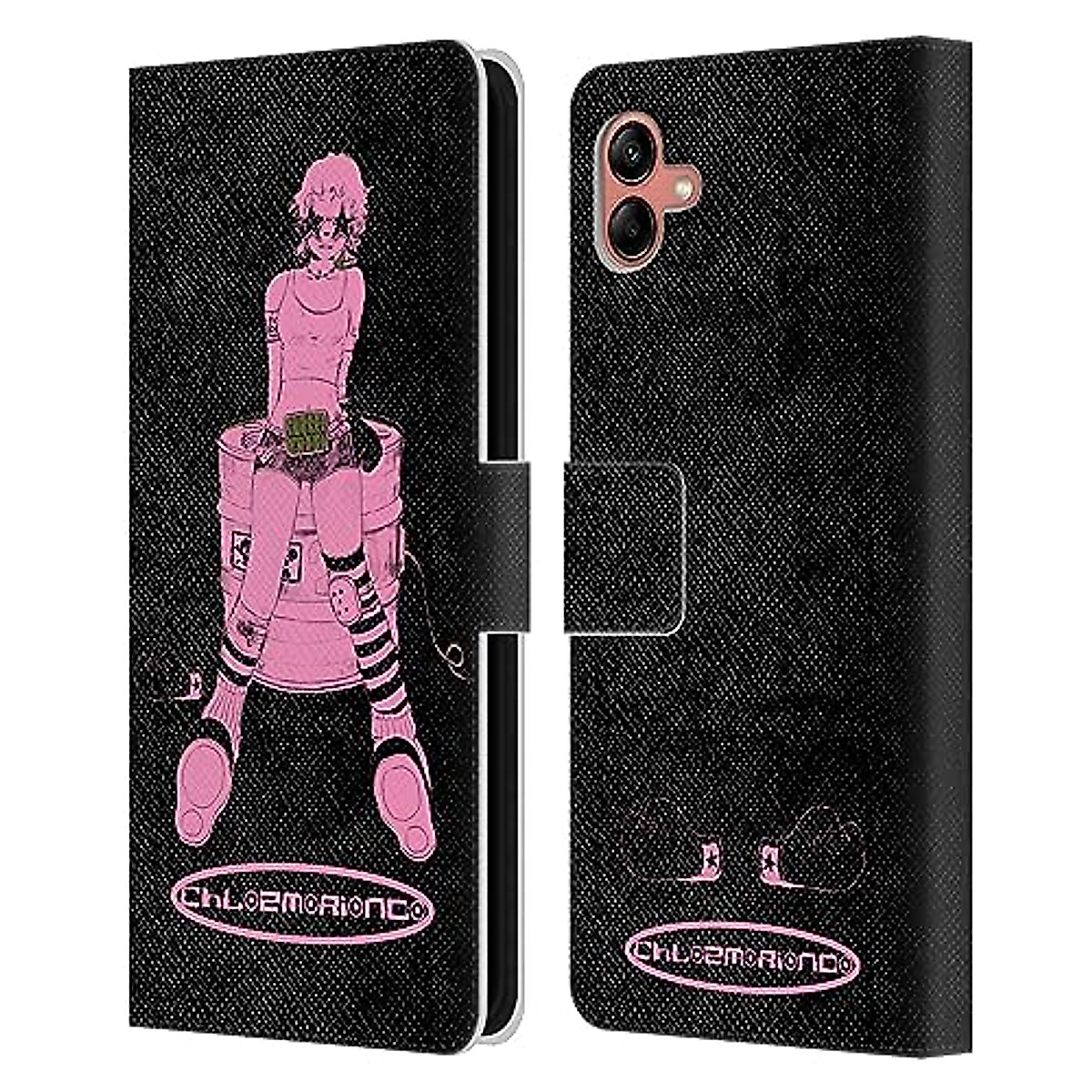 Head Case Designs Officially Licensed Chloe Moriondo Pink Graphics Leather Book Wallet Case Cover Compatible with Samsung Galaxy A04 (2022)