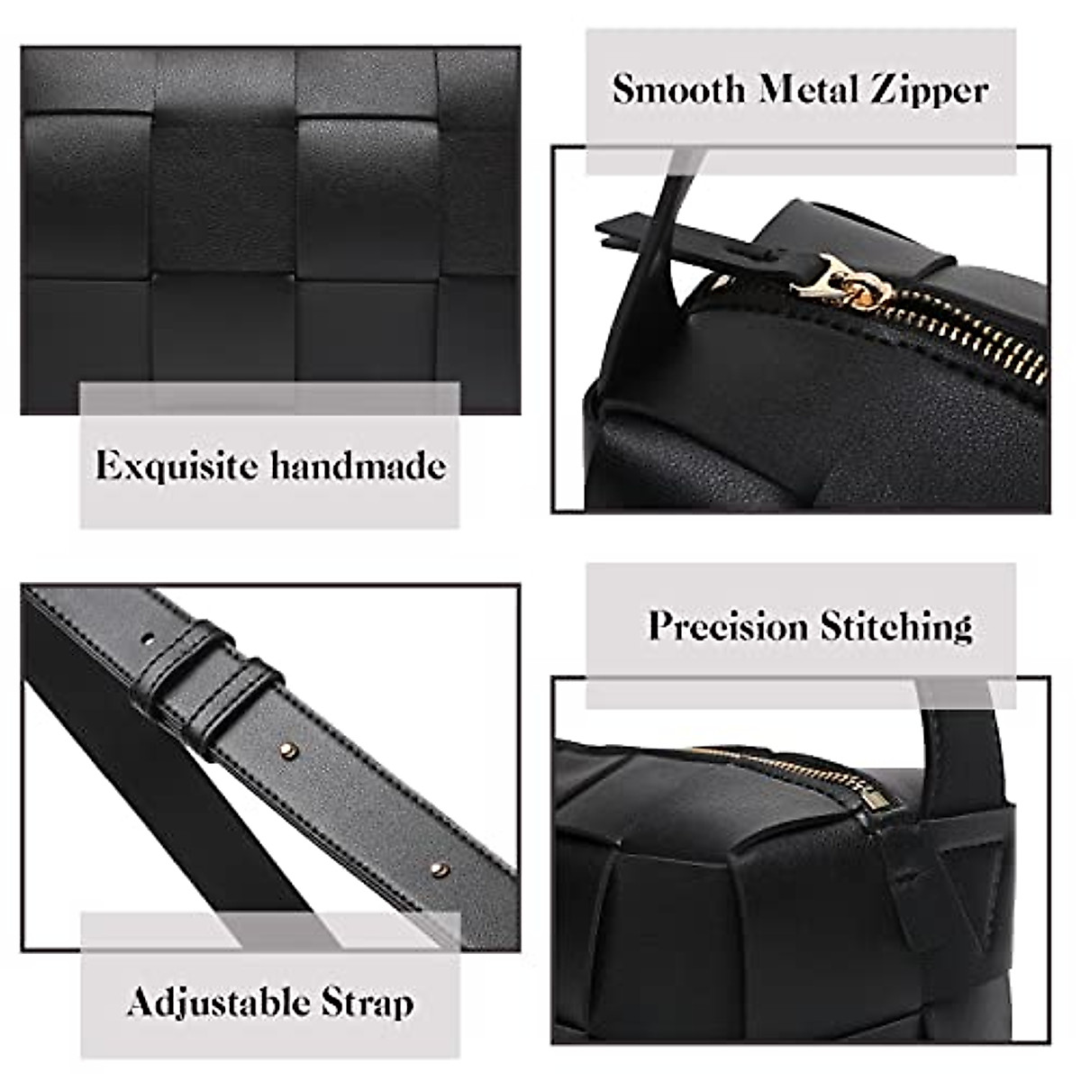 Nileric Woven Bag, Hobo Bags Handmade Women's Shoulder Handbags Purses Beach Totes PU Leather Tote Bag with Zipper for Women