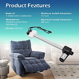 Okin Refined-R Motor Model JLDQ-12 & JLDQ.12.157.333G Power Recliner Actuator, Electric Lift Chair Reclining Motor Replacement Part for JLDQ.12.157.333F/U/V