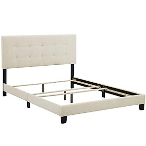 Modway MOD-6000-BEI Amira Tufted Fabric Upholstered Full Bed Frame With Headboard In Beige