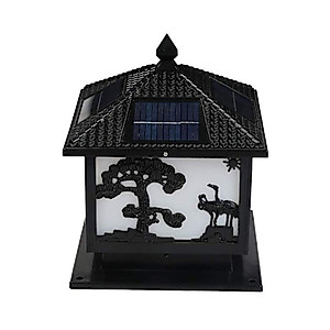 SPNEC Column Head Lamp, Waterproof Home Outdoor Garden Lamp Landscape European Style Solar Lamp
