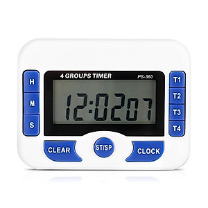 4‑Channel Digital Kitchen Timer, Independent Group Timer, Kitchen Cooking Countdown Clock with Magnetic Back for Exercise, Oven, Cook, Baking, Desk