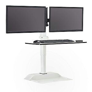 Safco Products 2193WH Soar by Safco Electric Sit, Stand Desk Converter, Dual Monitor Mount, White