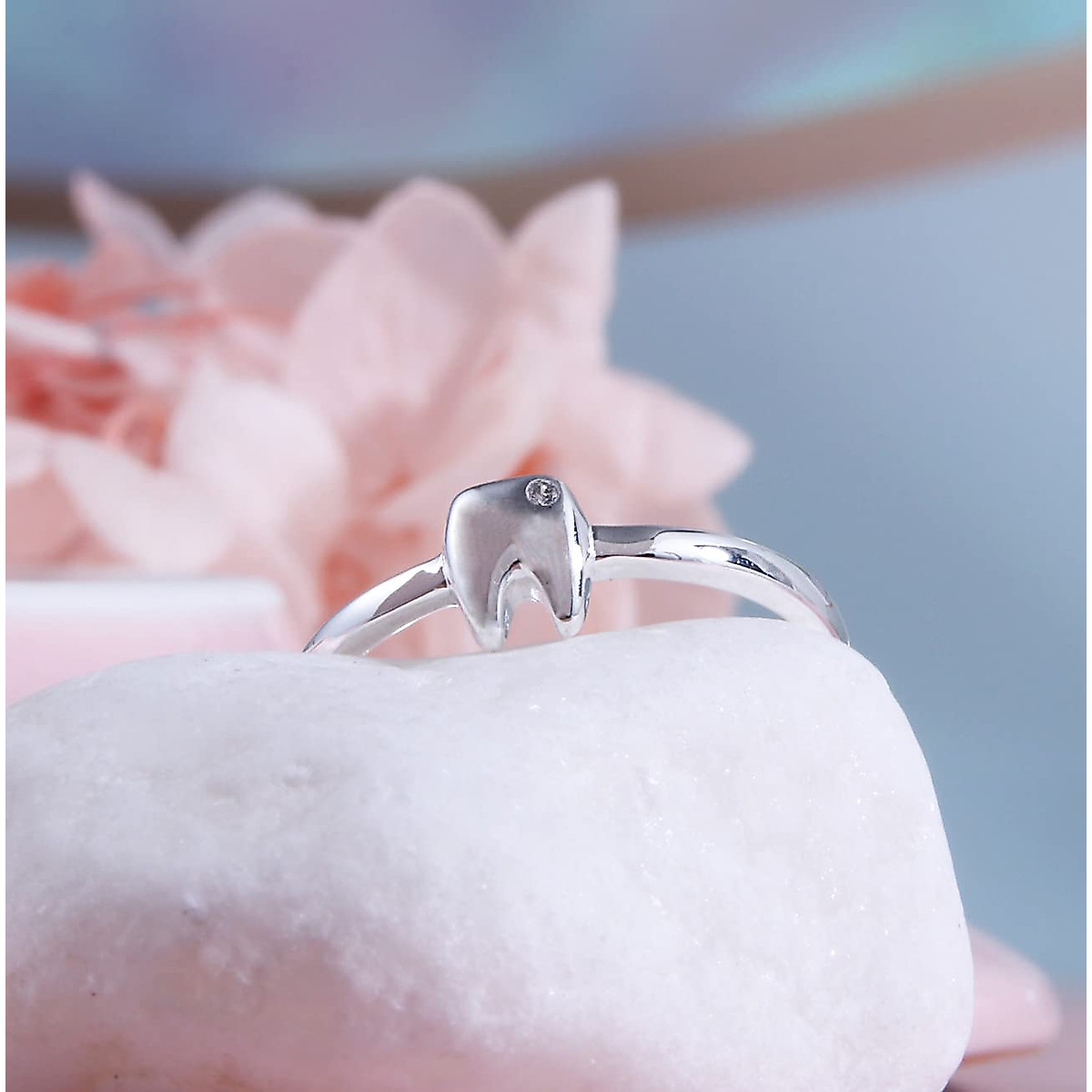 Helen de Lete Simple Geometric Pattern Lost Teeth 925 Sterling Silver Open Ring