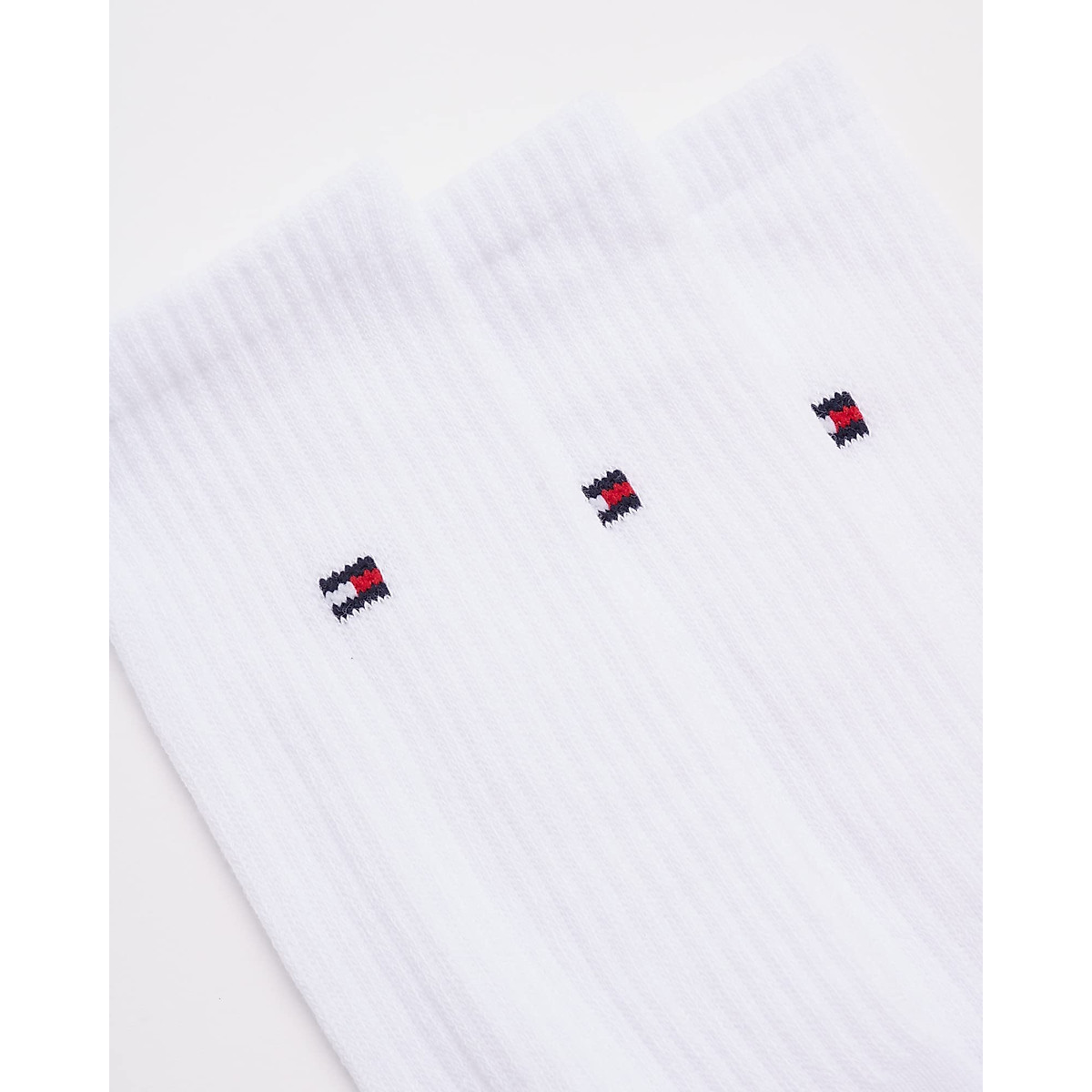 Tommy Hilfiger Men's Athletic Socks - Cushioned Crew Socks (12 Pack), Size 7-12, White Flag