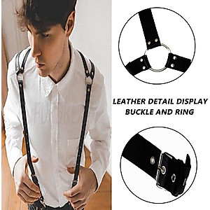 NBMARLS Men's Faux Leather Body Chest Harness Adjustable Punk Belt Shoulder Straps for Party Club…