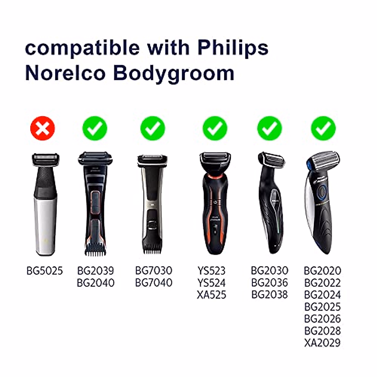 BG2000 Shaver foil Head replacement Compatible with Philips Norelco Bodygroom BG7040/BG7030/BG2039,2 count（NOT Fit For BG5025）