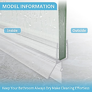 2-Pack iBath Shower Door Bottom Seal, Fit 3/8"(10mm) Glass Thick, Ultra Clear Frameles Glass Door Sweep Strips Stop Shower Leaks, Length 39"(992mm) Glass Door Seal Strip. (1/4" with Drip Rail)