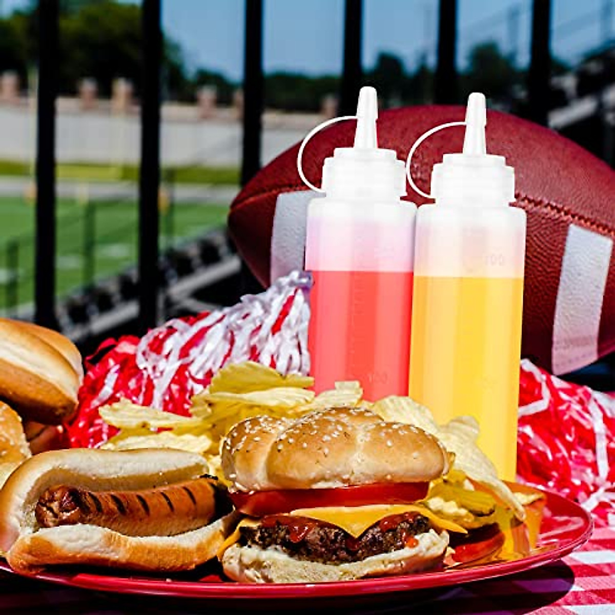 24 Pcs 8 oz Plastic Condiment Squeeze Bottles Squeeze Leak Proof Multipurpose Squirt Bottles with Twist Top Cap for Sauces Ketchup BBQ Syrup Dressings Paint Grilling Crafts Olive Oil Arts, Clear