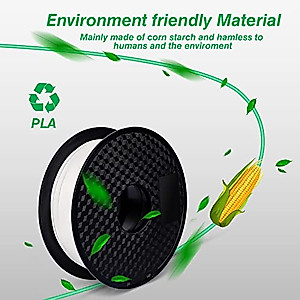 PLA 3D Printer Filament, Dimensional Accuracy +/- 0.03 mm, 1 kg Spool(2.2lbs), 1.75 mm,White