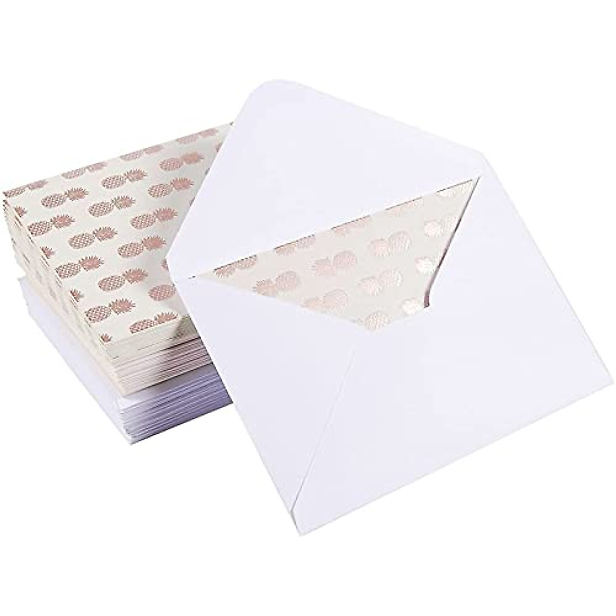 36-Pack All Occasion Greeting Cards in Pink Foil Pineapple Designs, Envelopes Included, 4x6