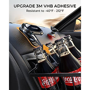 Magnetic Phone Mount for Car [Upgrade 6X Military Magnets] [Bendable Base] All Metal Magnet Car Mount, 360° Adjustable Dashboard Phone Holder for Car for All Smartphones