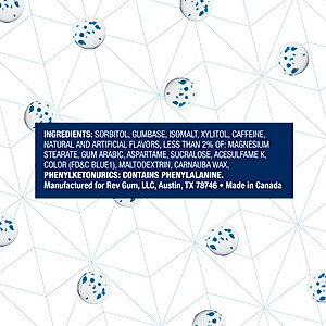 Rev Gum Caffeine Energy Gum | Extra Strength 100mg of Caffeine per Gem | Polar Mint Sugar Free Caffeine Gum - Low Calorie Chews to Help You Stay Alert, Awake and Focused - Mint Chewing Gum - 12 Packs