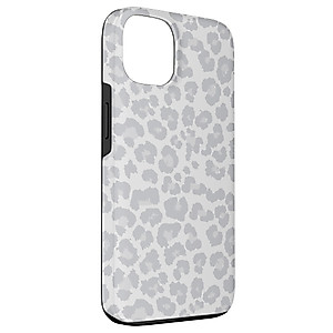 iPhone 13 White Gray Cheetah Leopard Print Animal Skin Cute Trendy Case