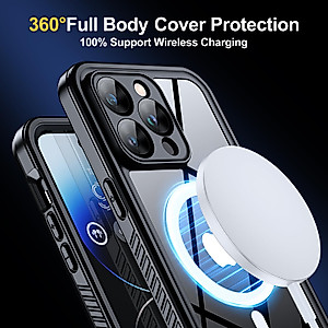 Humixx Design for Waterproof Case iPhone 14 Pro Max Case Compatible with MagSafe【IP68】【14FT Military Dropproof】 Built-in Screen Protector&Lens Protector for iPhone 14 Pro Max Magnetic Case Black