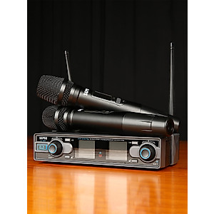 SGPRO Dual Handheld Wireless Microphone System 262Feet 90 Preset UHF Frequencies, Bodypack, Head-Worn & Lavalier Mics for Live Performance, Karaoke, DJ, Church, Classroom & PA Systems (D-332HH)