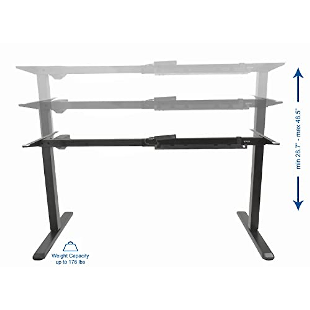 VIVO Electric Stand Up Desk Frame Workstation with Memory Touch Pad, Single Motor Ergonomic Standing Height Adjustable Base, Black, DESK-V102E