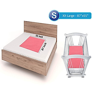 Baby Dry Sheet Waterproof Bed Protector Bed Pad, Washable Waterproof Mattress Protector Urine Bedwetting, Reusable Mat for Toddler Underpad Sheet for Incontinence - Red, XX-Large - 87"x55"