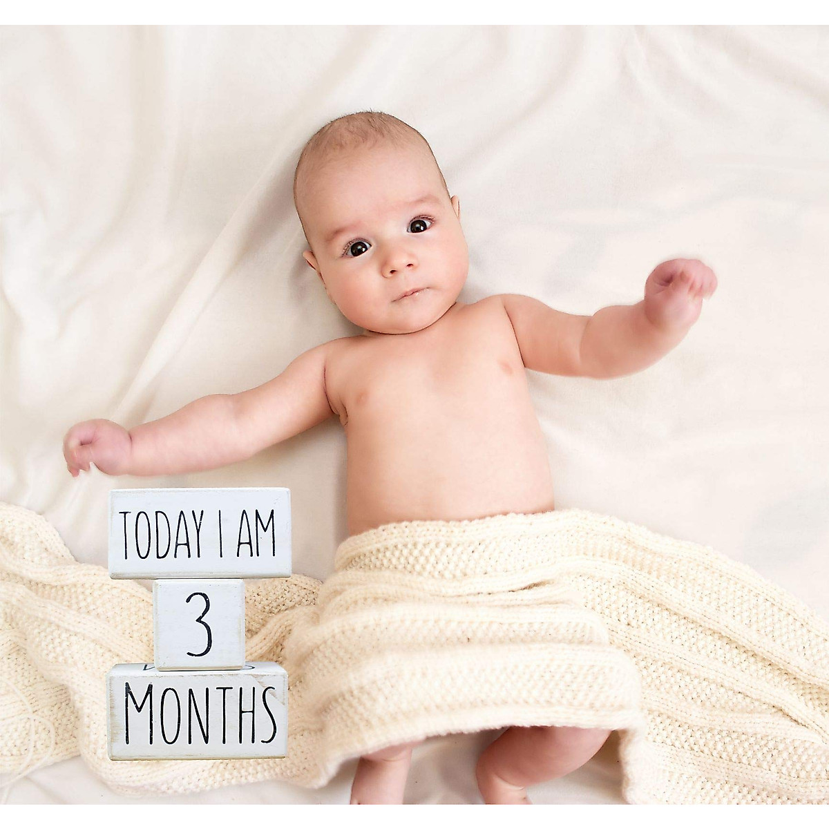 Milestone Blocks by Cutie Carry 6 Wood Block Photography Props The Most Complete Set for Baby Boy or Girl Track Memories Rustic Nursery Decor (White)