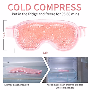 Cooling Eye Mask with Gel Bead, Reusable Cold Compress Ice Pack Sleeping Eye Cooling Pads for After Eyelid Surgery, Puffiness, Puffy Eyes, Headache, Migraine Relief (Pink)
