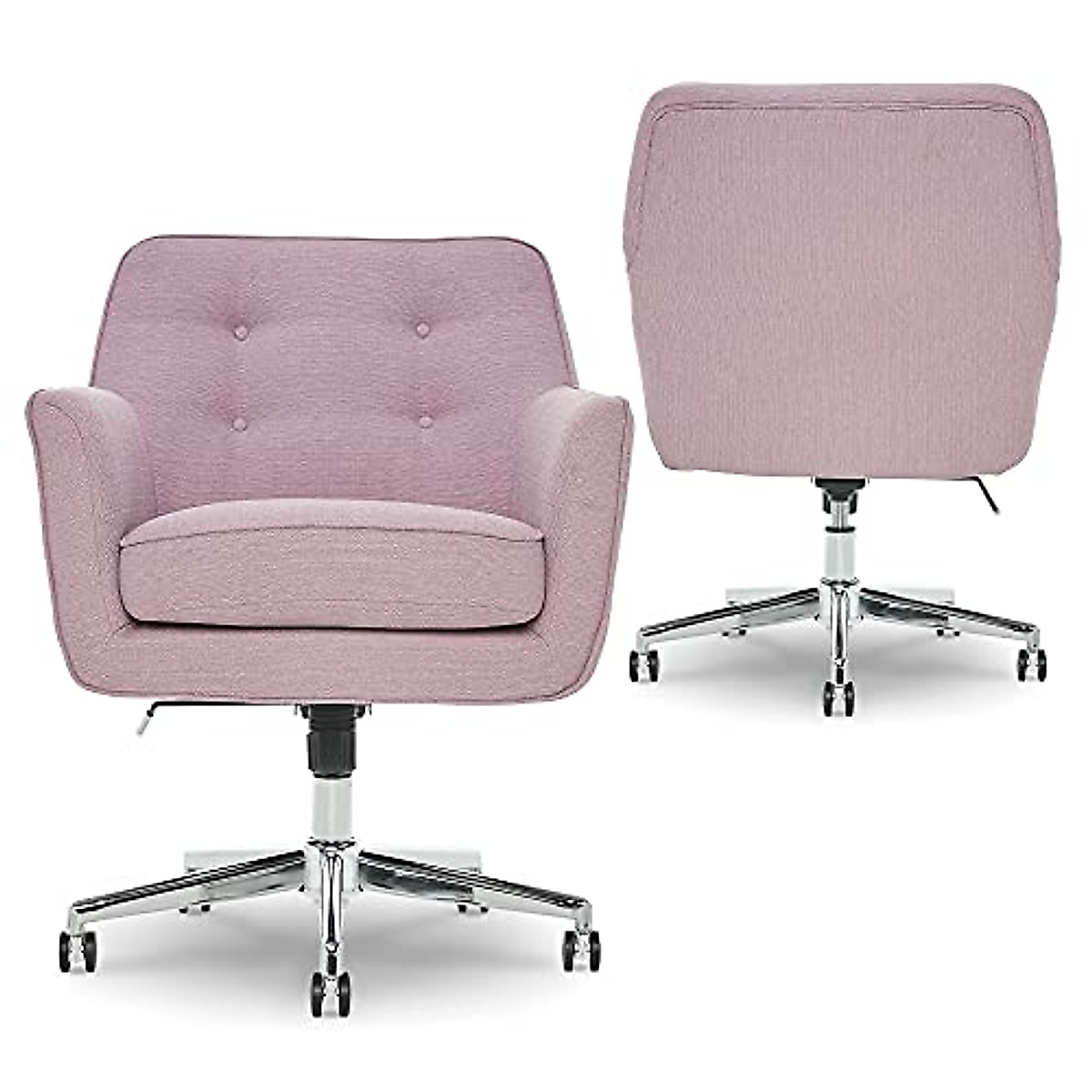 Serta Ashland Ergonomic Home Office Chair with Memory Foam Cushioning Chrome-Finished Stainless Steel Base, 360-Degree Mobility, Lilac