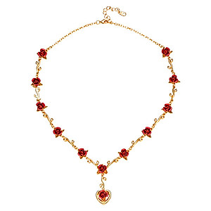 U7 Beautiful Rose Necklace 18K Gold Plated Dozen Flower Link Chain Necklace Choker Collar, Y Necklace for Women, Lover Gift