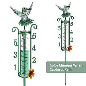 APSOONSELL Rain Gauge Outdoor - 6" Capacity Rain Gauges with Metal Stake, Green Rain Gauge Large Numbers Easy to Read for Garden Yard Lawn Decoration