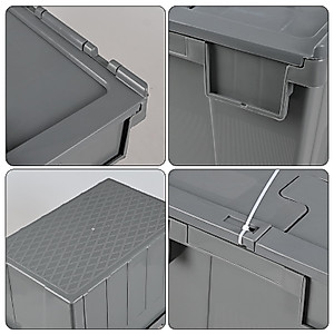 Sosody 4 Packs 15 Gallon Heavy Duty Plastic Stackable Storage Bin Tote, Gray Plastic Distribution Container With Hinged Lid