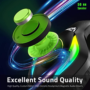Fachixy FC100 Gaming Headset for PS4/PS5/PC/Xbox/Nintendo Switch, Xbox Headset with RGB Light, PS5 Headset with Mic (Green)
