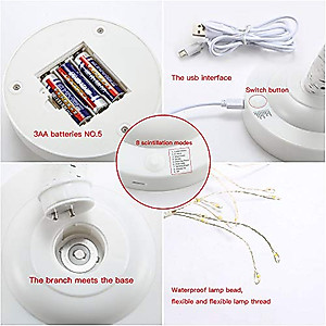 FUCHSUN $$$ Led Birch Tree Light Tabletop Bonsai Tree 20 Inches Decorative Fairy Light Artificial Tree Battery Operated Twig Lamp for Party Wedding Holiday Festival Christmas Decoration - Warm White