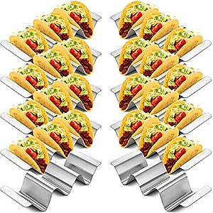 10 Pieces Taco Holders Stainless Steel Taco Stand Taco Tray Taco Shell Holder Rack, Holds Up to 3 Tacos, Keeping Shells Upright, Safe for Oven, Baking, Dishwasher and Grill
