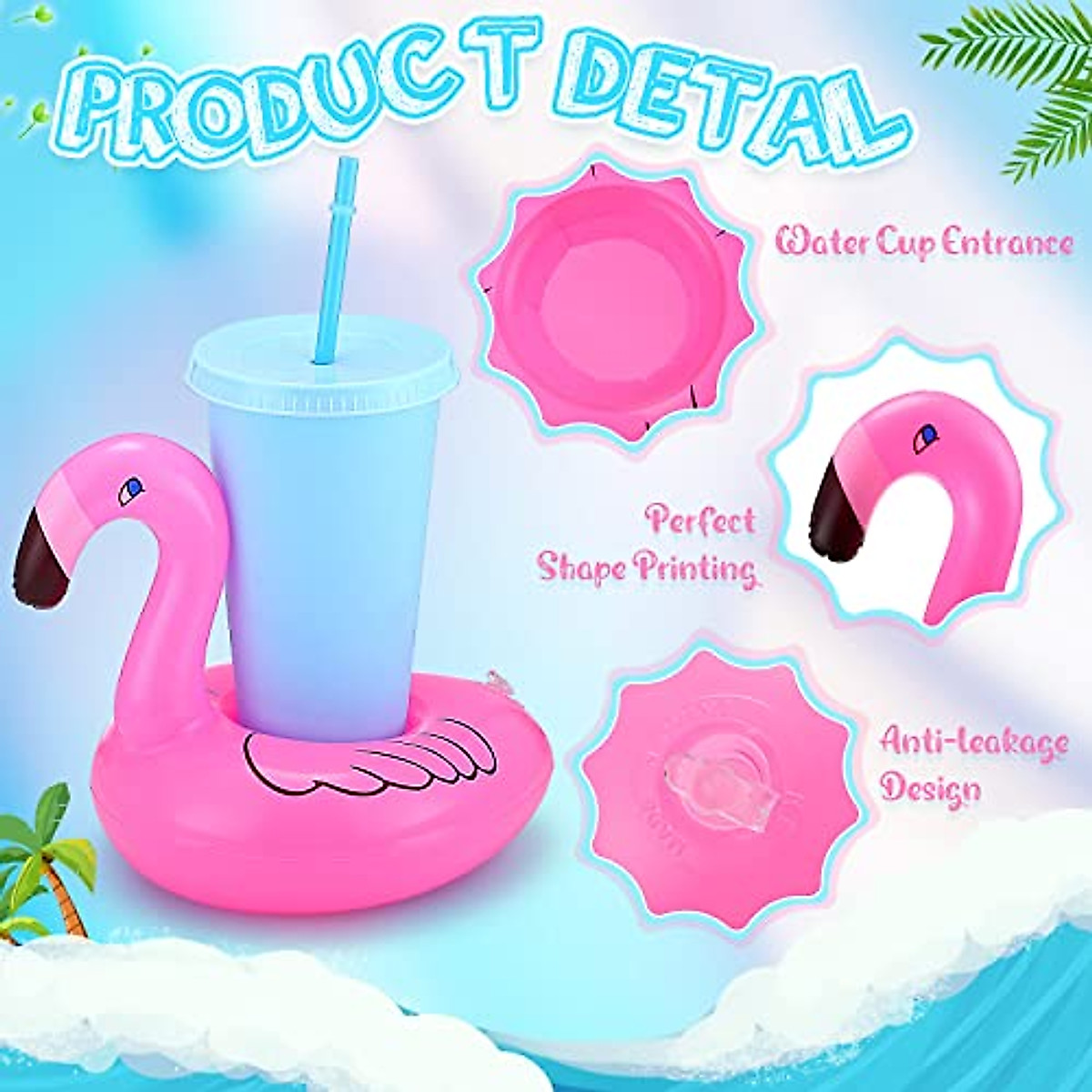 60 Pcs Pool Drink Floats Inflatable Drink Holder Drink Floaties Floating Cup Holders for Summer Swimming Pool Party Favors Bath Toys, 30 Styles