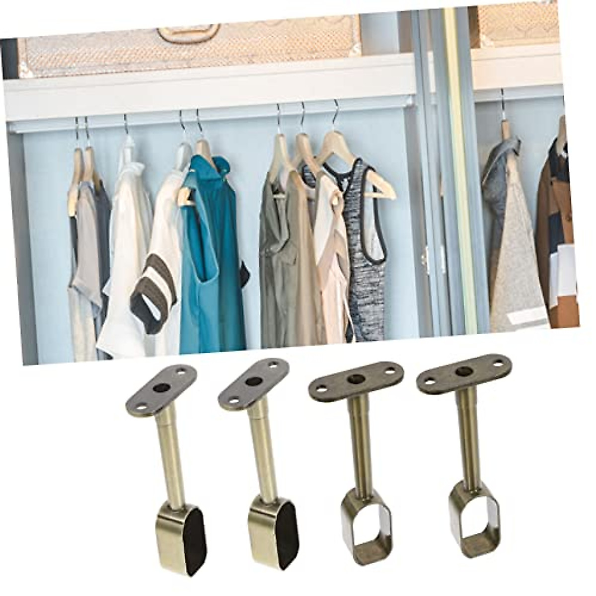 Cabilock 20 pcs Closet Tension Ceiling Shower Lever Support Clo Bar Steel Mounting for Hanger Fitting Organizer and Bracket Rod Holders Pipe Holder Open Curtain Bronzing End Close Towel