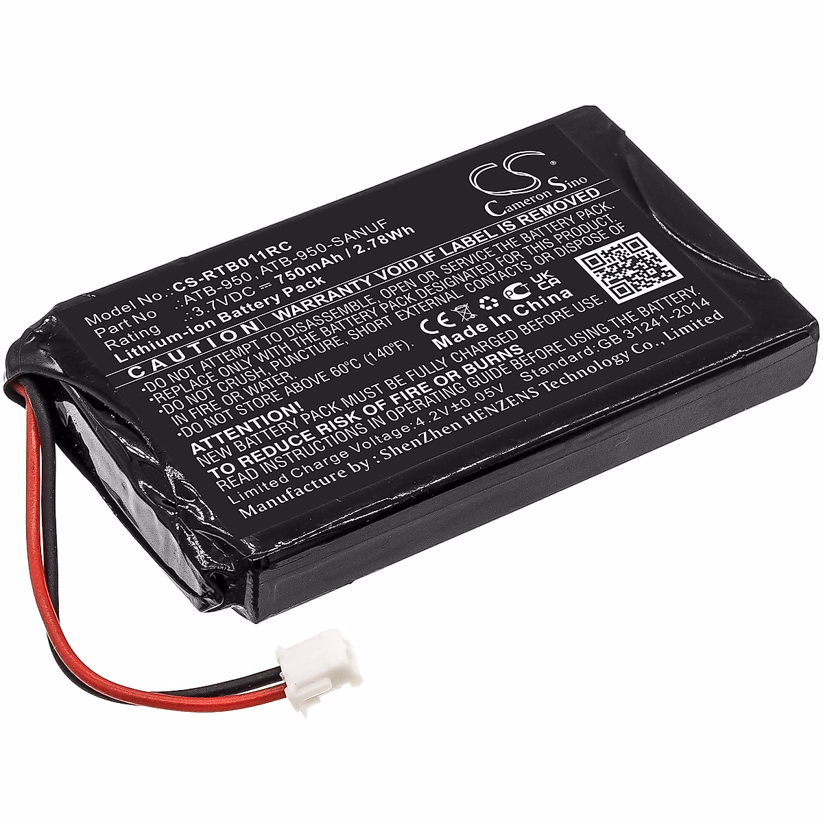 Replacement Battery for RTI Series T1 T1B T2 T2+ TheaterTouch, fits Part no ATB-950 ATB-950-SANUF 40-210154-17
