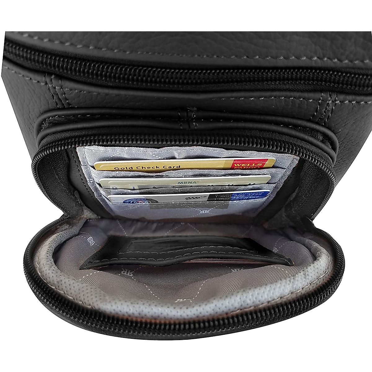 Roma Leathers Genuine X-Large Crossbody Purse, Multi-Pocket, Adjustable Strap, XL, Black