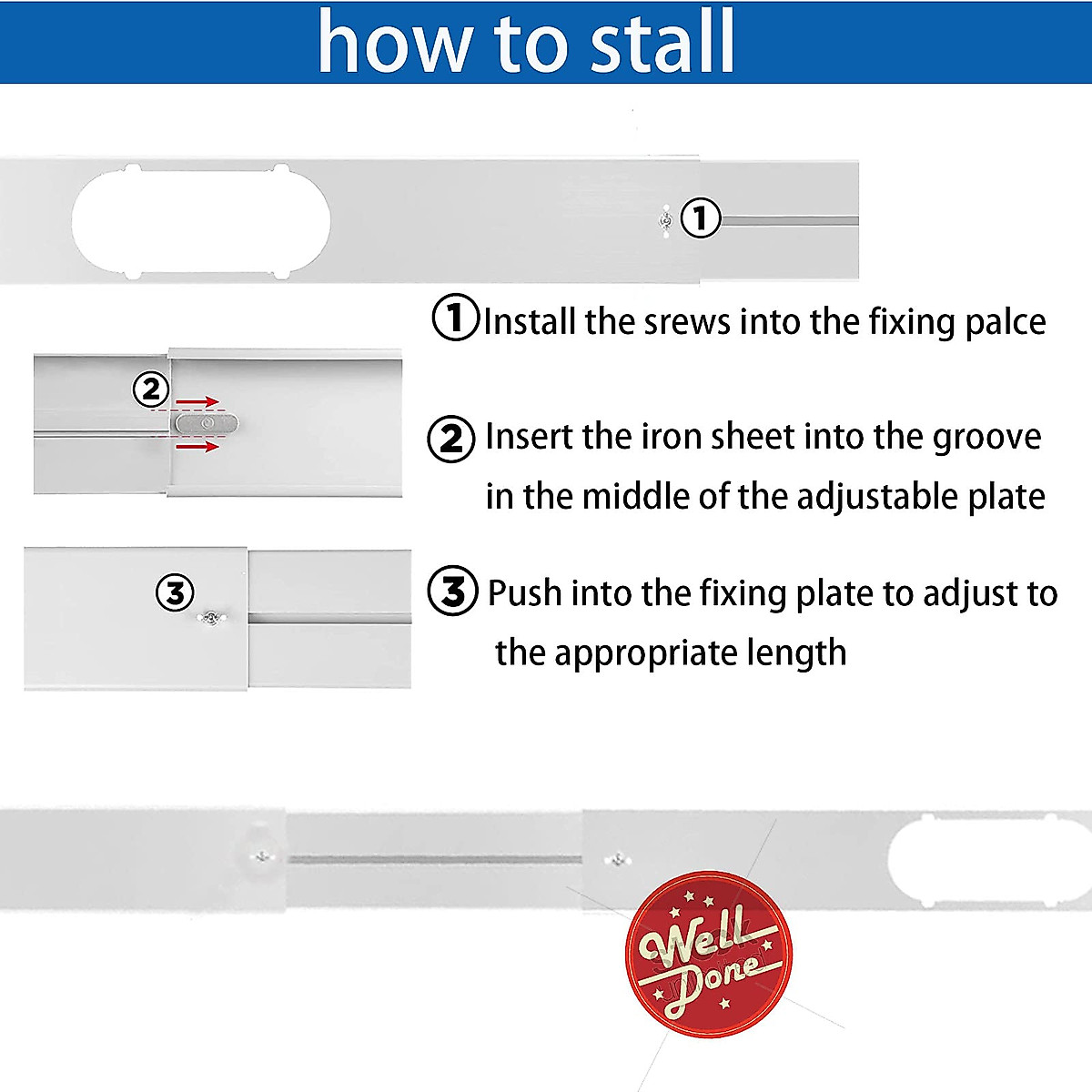 VARWANEO Portable Air Condition Window Seal Kit with 5.1in Coupler, 4pcs Adjustable Length Panel from 17in to 61 in,Portable AC Vent Kit Sliding Door air Conditioner kit
