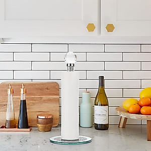 JUXYES Vertical Countertop Paper Towel Roll Holder Rack, Upright Paper Holder Crushed Diamond Standup Paper Towel Holder for Kitchen Dining Room Bathroom, 13 Height Freestanding Paper Roll Holder