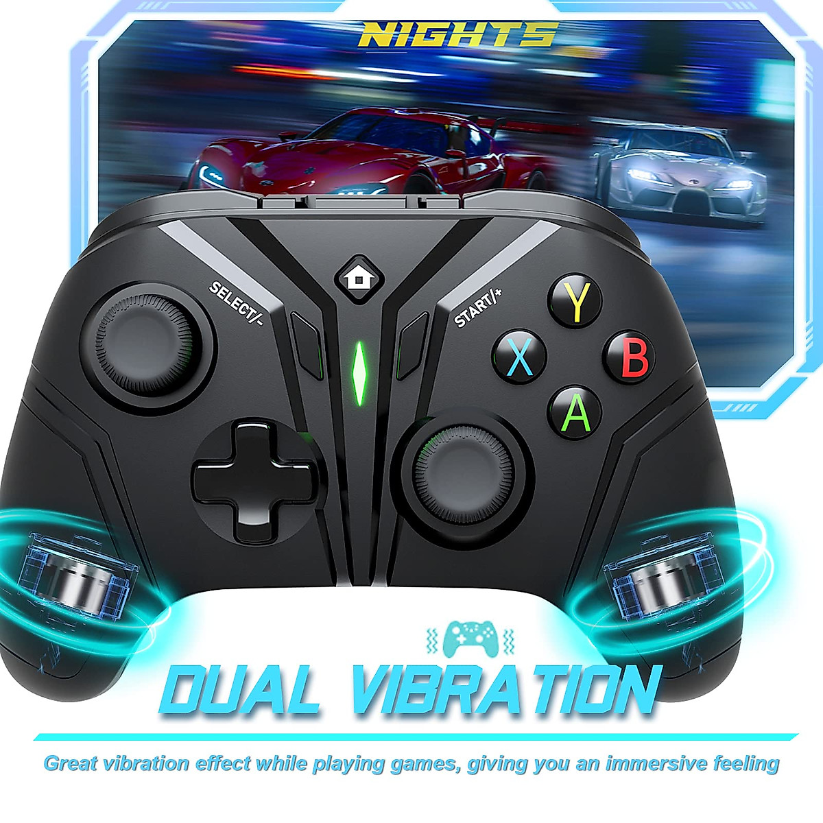 Gamrombo Wireless Pro Controller for Switch/PC/PS3/Android TV, PC Game Controller with Dual Vibration/Gyro Axis, Multi-Platform &Multi-Connections