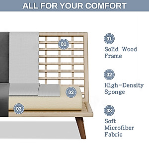 JAMFLY Futon Couch Sofa Bed Convertible, Small Sleeper Sofa Chair Loveseat with Cup Holder for Small Spaces, Living Room, Bedroom, Gameroom, Apartment, Dorm (Dark Gray)