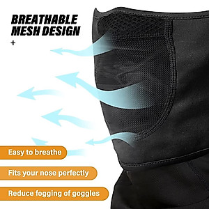 SAITAG Balaclava Ski Mask Warm Face Mask for Cold Weather Winter Skiing Snowboarding Motorcycling Ice Fishing Men (Black)