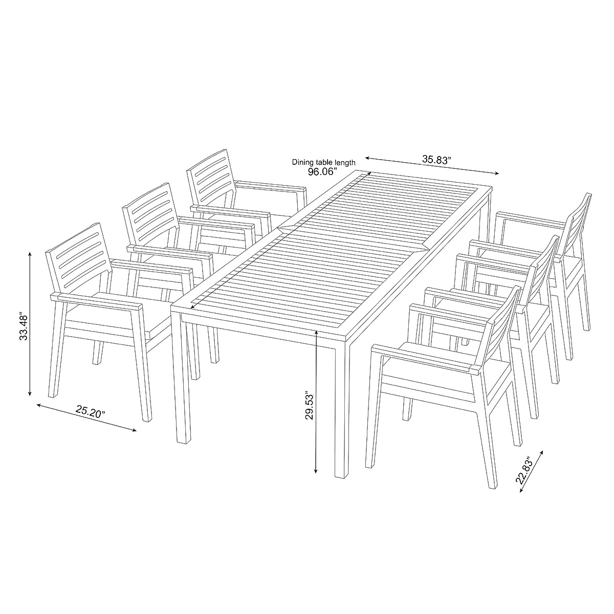 NewAge Products Outdoor Furniture Rhodes 7 Piece Dining Set with 96" Table, 91538