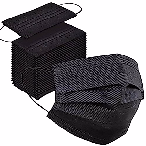 Sometheme Special 50PCS Unisex Adults Assorted Colors Single Use Face Mask Disposable Mixed Camouflage Protective Cover Mask Elastic Ear Loops (50 PC - Black Solid)