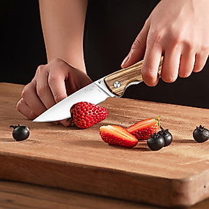 Vickay Pocket Knife for Men, Folding Knife with Clip, 3.74" 8Cr13MoV Steel Blade, Wood Handle EDC Knife for Outdoor Camping,Tactical, Hunting and Fishing Gift (Zebrawood)