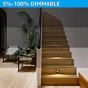 LEONLITE 12-Pack Premium Series 3CCT 120V LED Step Lights, Dimmable 3.5W Indoor Outdoor Stair Light, 3000K/4000K/5000K Selectable, CRI90, 150LM, ETL, Horizontal, IP65, Aluminum, Oil Rubbed Bronze