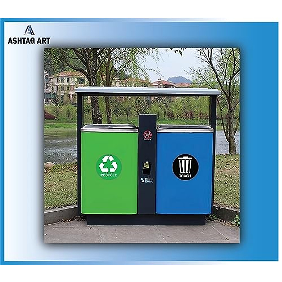 Ashtag Art Organize Trash and Recycling bin by Using Our Durable Trash Recycle Stickers .Each Measuring 5x5 inch Radius Designed to Simplify Your Garbage bin