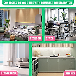 DEMULLER 3.5 Cu.ft Retro Mini Fridge with Freezer Dual Doors & Handles Compact Refrigerator with 7 Thermostat Control Freestanding Small Fridge with LED Light Cream