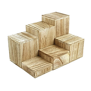 MOOCA Wooden 6 Pcs Square Risers for Display Jewelry and Accessories Display Stand Wooden Risers For Jewelry Figurine, Oak