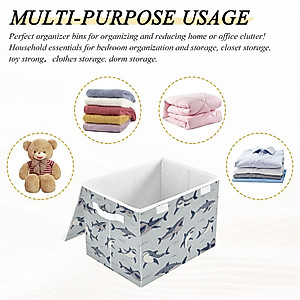 Shark Large Storage Bins with Lid Collapsible Storage Bin Shelf Baskets Cute Bin for Bedroom Closet Shelves Office Nursery