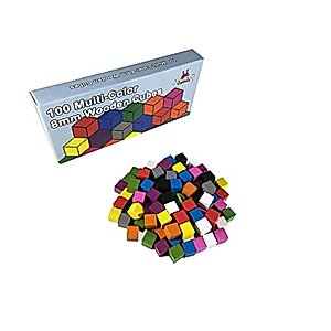 100 Wooden Cubes, Family Games Accessories – Multi-Color Board Game Tokens Ideal for Sorting, Counting, Classrooms, Replacement Pieces