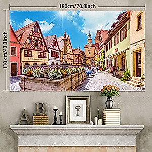 in The Style of Oktoberfest Festival Decorations, Extra Large Bavarian Street Scenery Sign Poster Festival Background Banner Photo Booth Backdrop with Rope Festival Party Supplies, 70.8 x 43.3 Inch()